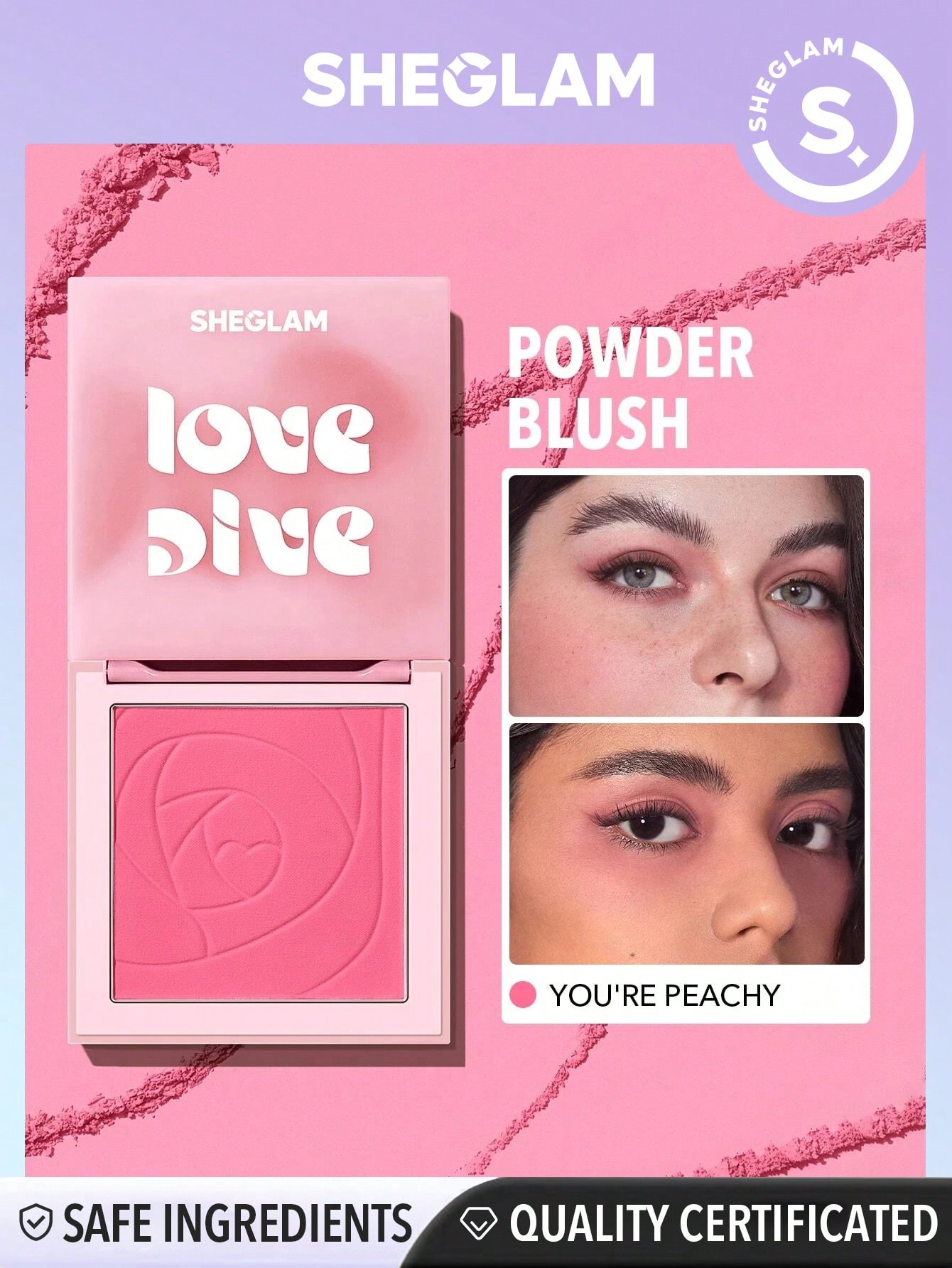 SHEGLAM Love Dive Tender Heart Powder Blush-You'Re Peachy Matte Finish ...