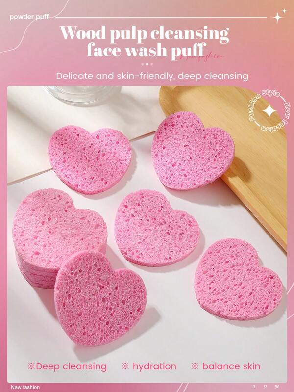 10pcs Heart Shaped Facial Cleaning Sponge | SHEIN USA
