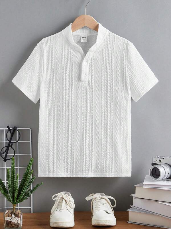 SHEIN Kids SUNSHNE Boys Solid Half Button Polo Shirt | SHEIN USA