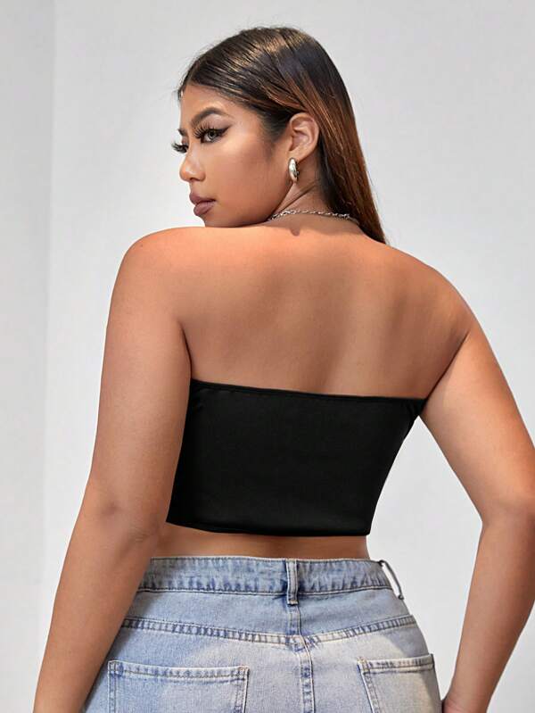 Shein Ezwear Plus Solid Bandana Hem Tube Top Shein Usa