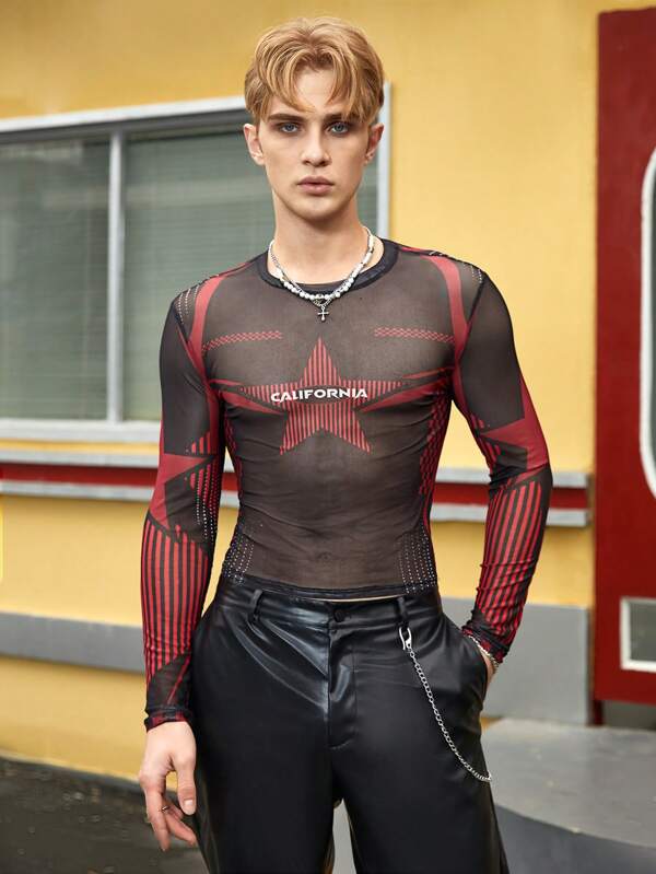 Manfinity Fever City Men Star & Letter Graphic Mesh Tee | SHEIN UK