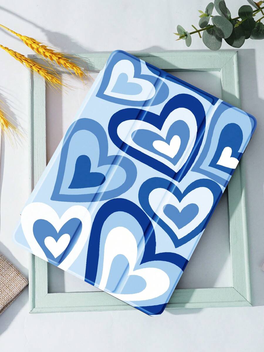 Heart Pattern PU Anti-Fall Case Compatible With IPad For IPad 9th Gen ...