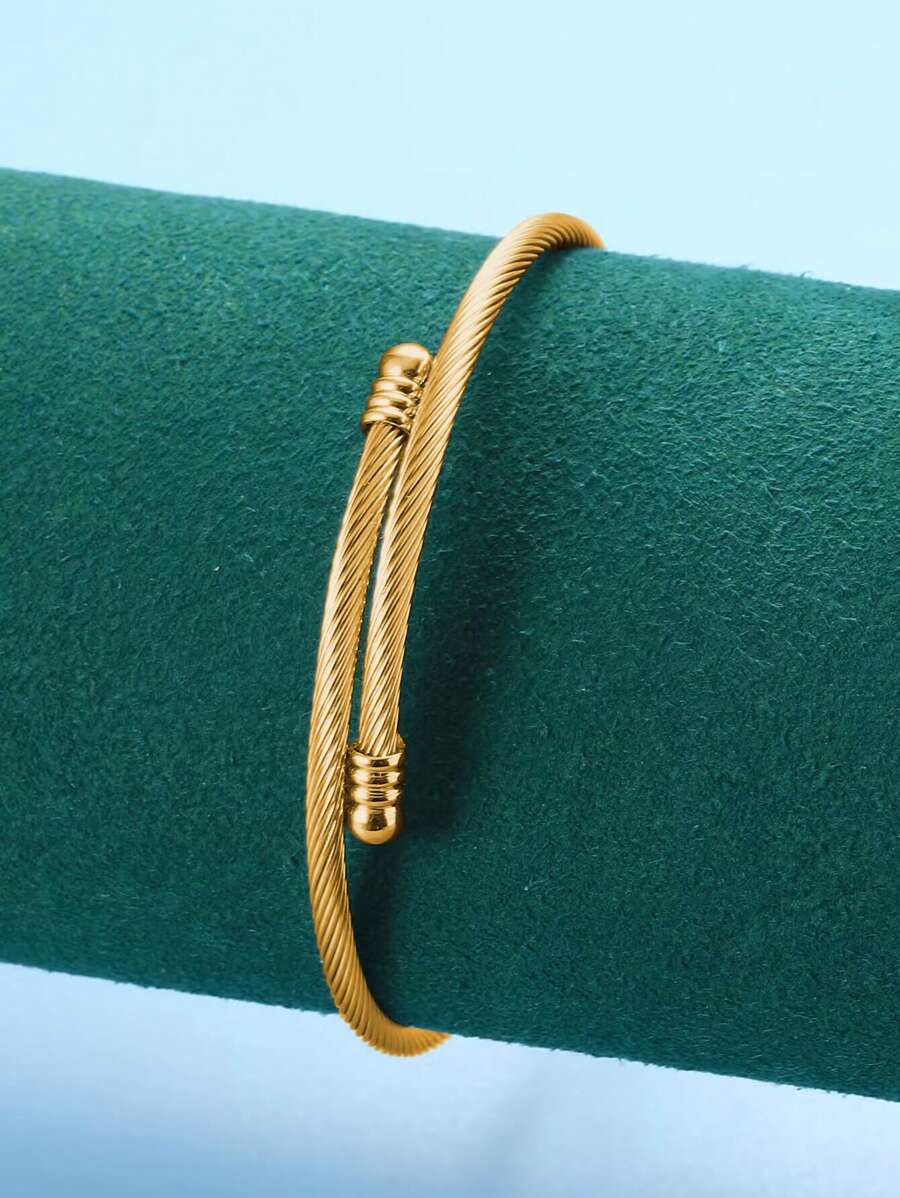 1pc European And American Fashion Titanium Steel Open Bangle, Women's ...