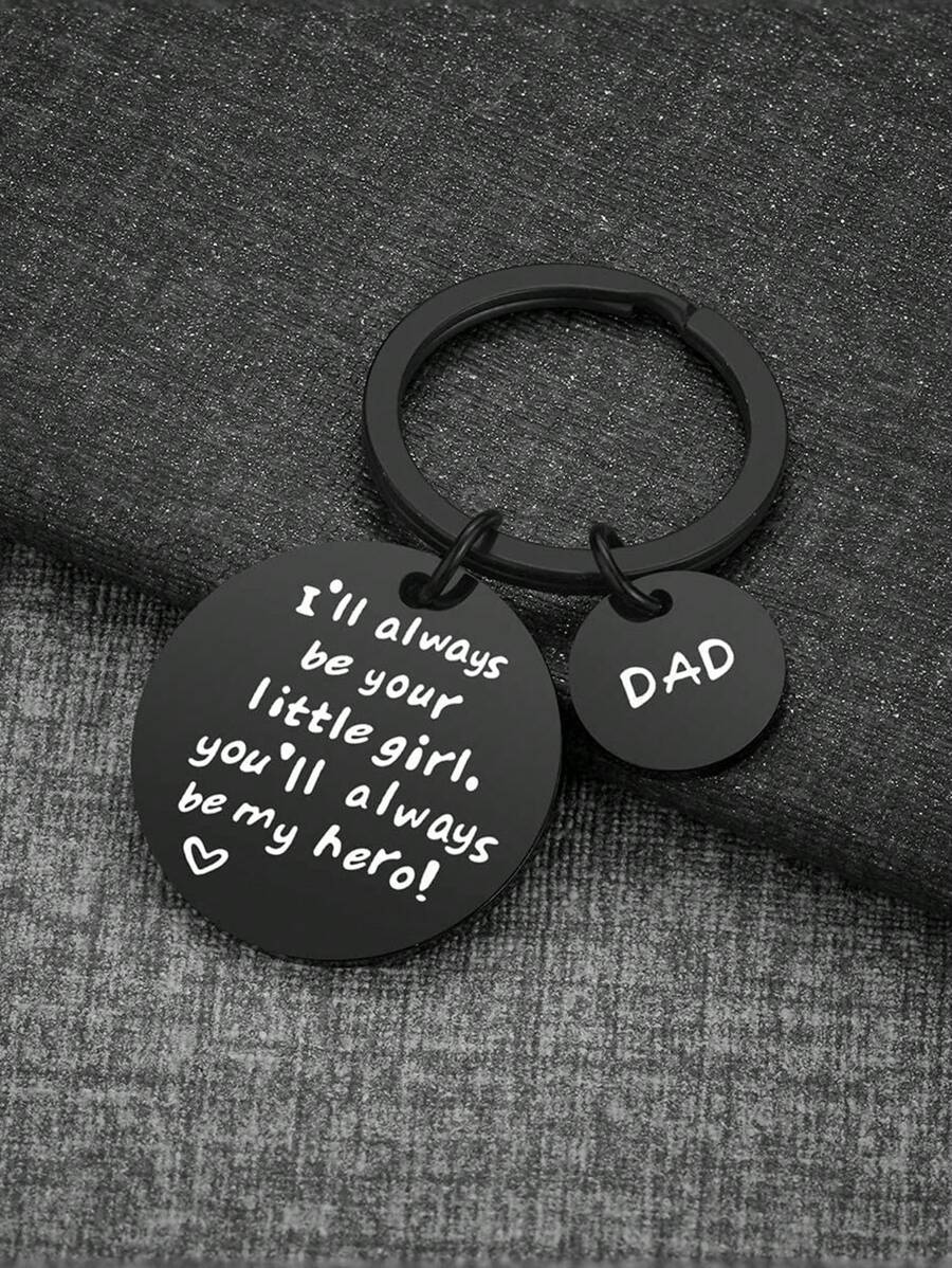 1pc Stainless Steel Engraved Slogan Keychain Gift For Daughter's Dad ...