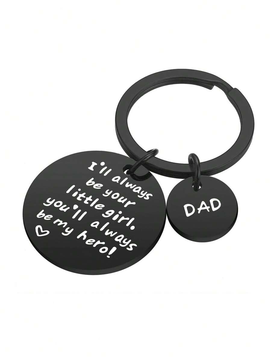 1pc Stainless Steel Engraved Slogan Keychain Gift For Daughter's Dad ...
