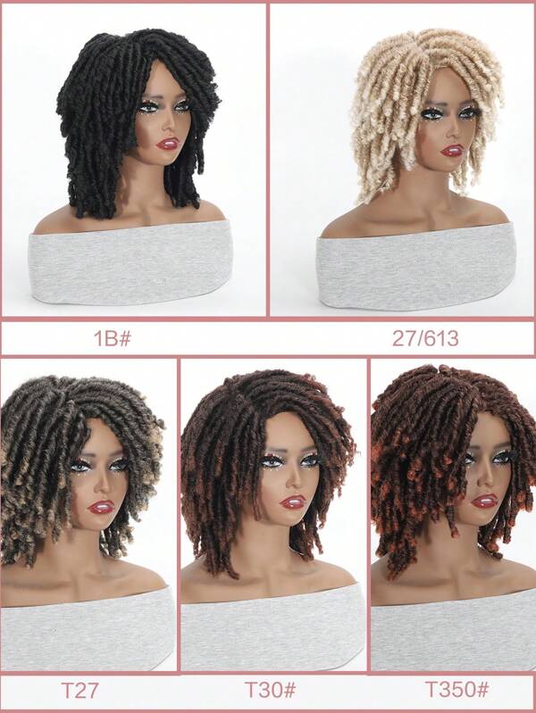 Dreadlock Wig Short Twist Wigs for women and Men Curly Synthetic Wig ...