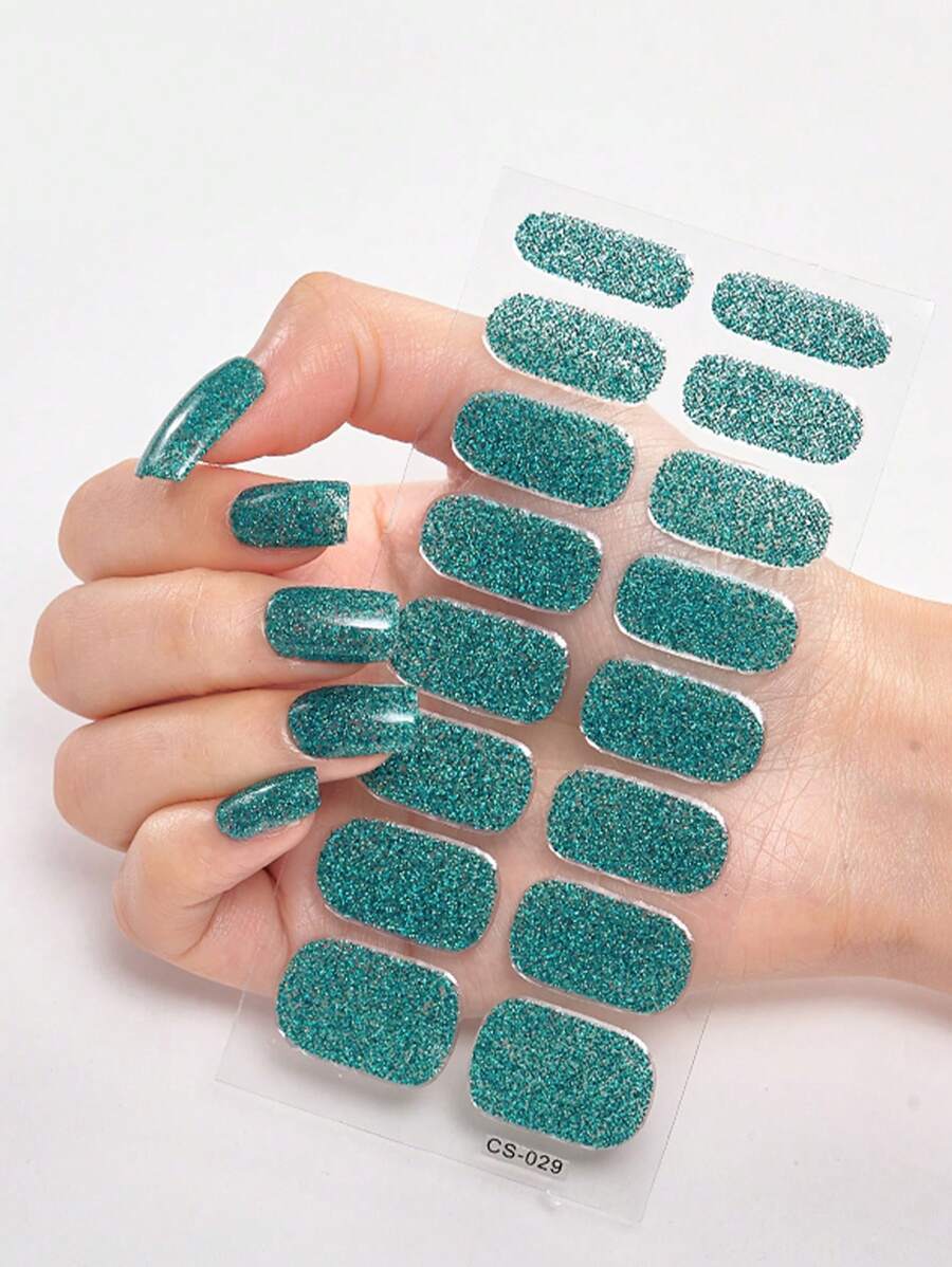 Full Cover Nail Art Stickers, Sparkly Nail Strips Sticker Nails, Self ...