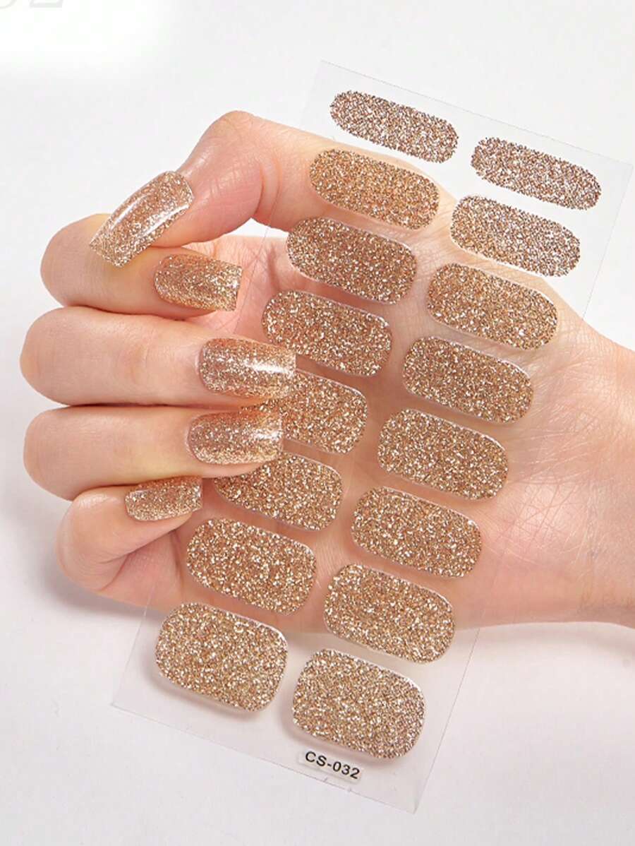 Full Cover Nail Art Stickers, Sparkly Nail Strips Sticker Nails, Self ...