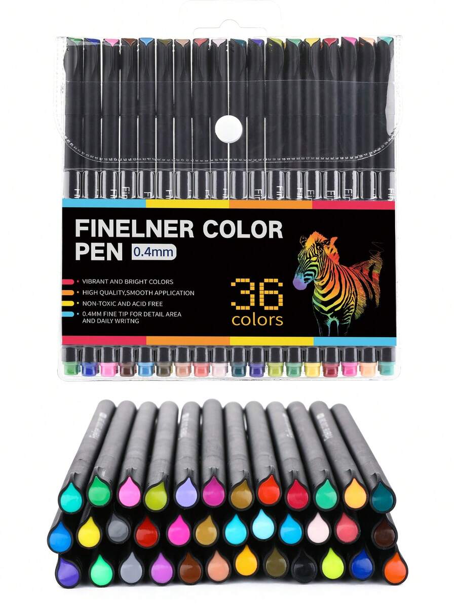 36pcs Mixed Color Fineliner Point Pen, Simple Multi-purpose Fineliner ...