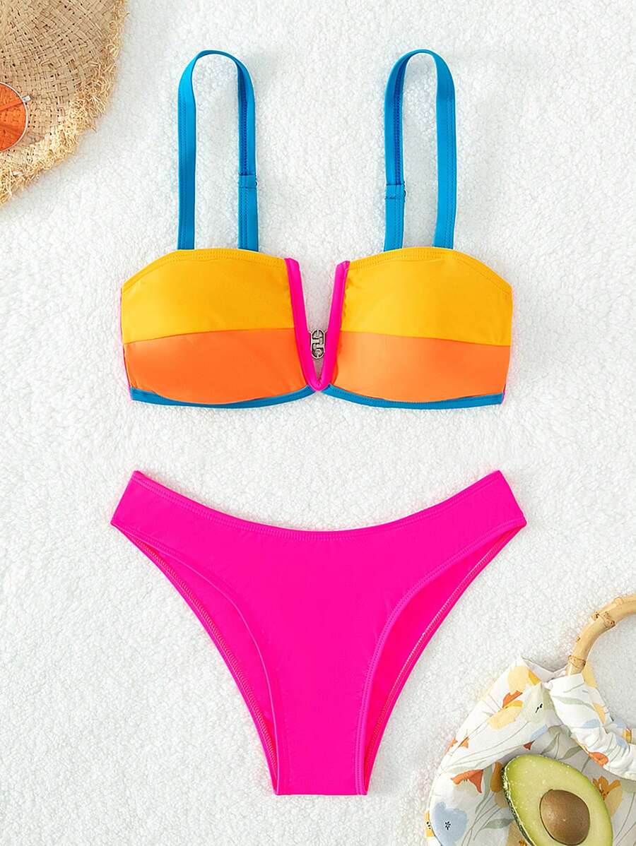 SHEIN Swim Colorblock Bikini Set Summer Beach | SHEIN EUR