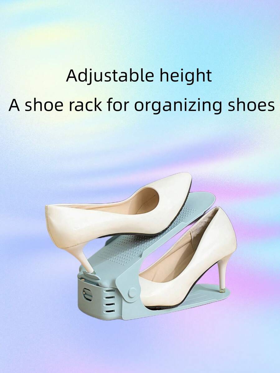1pc Double Layer Shoe Storage Rack, Green PP Adjustable Shoe Organizer ...
