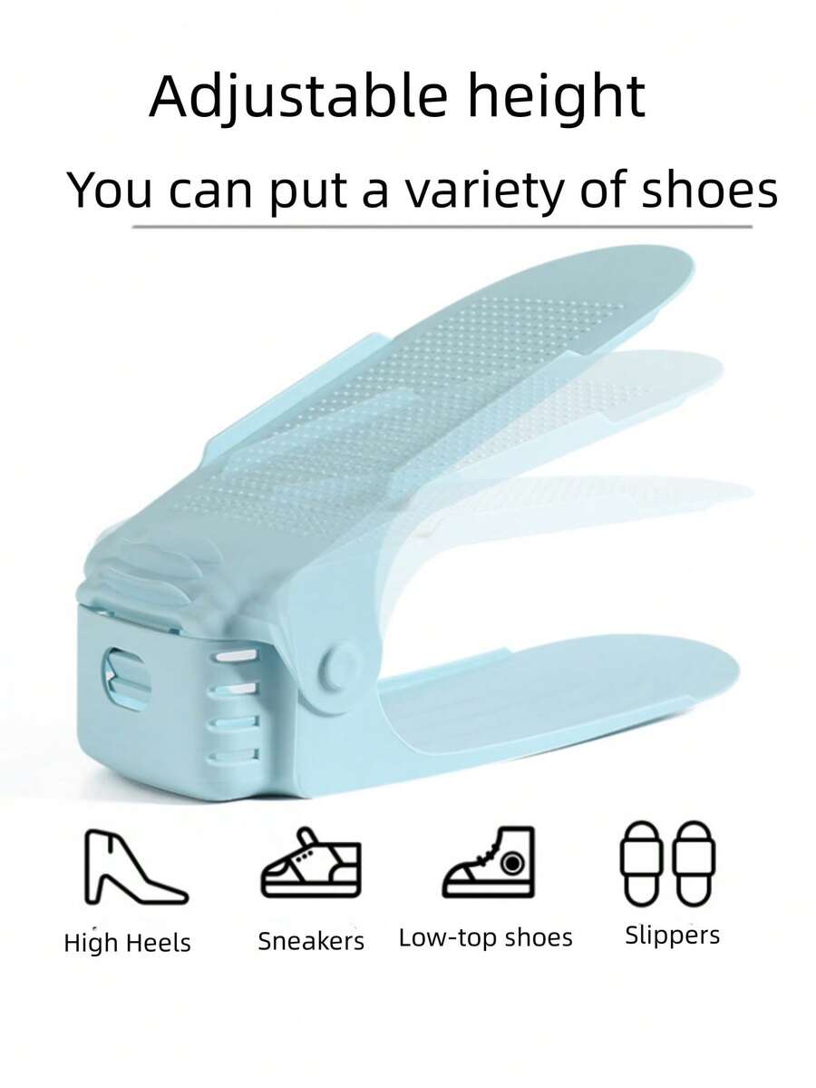 1pc Double Layer Shoe Storage Rack, Green PP Adjustable Shoe Organizer ...