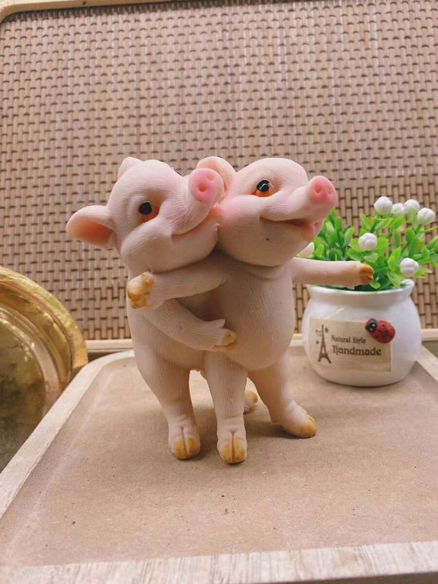 1pc Creative Pig Shaped Garden Statue, Creative Polyresin Garden ...