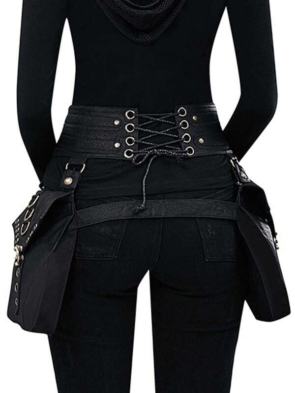 Motorcycle Rider Waist Bag Steampunk Hip Belt Bag Retro Punk Rock Bag ...