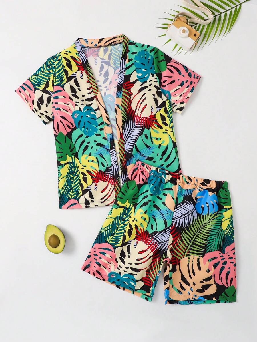Tween Boy Tropical Print Beach Swimsuit | SHEIN USA