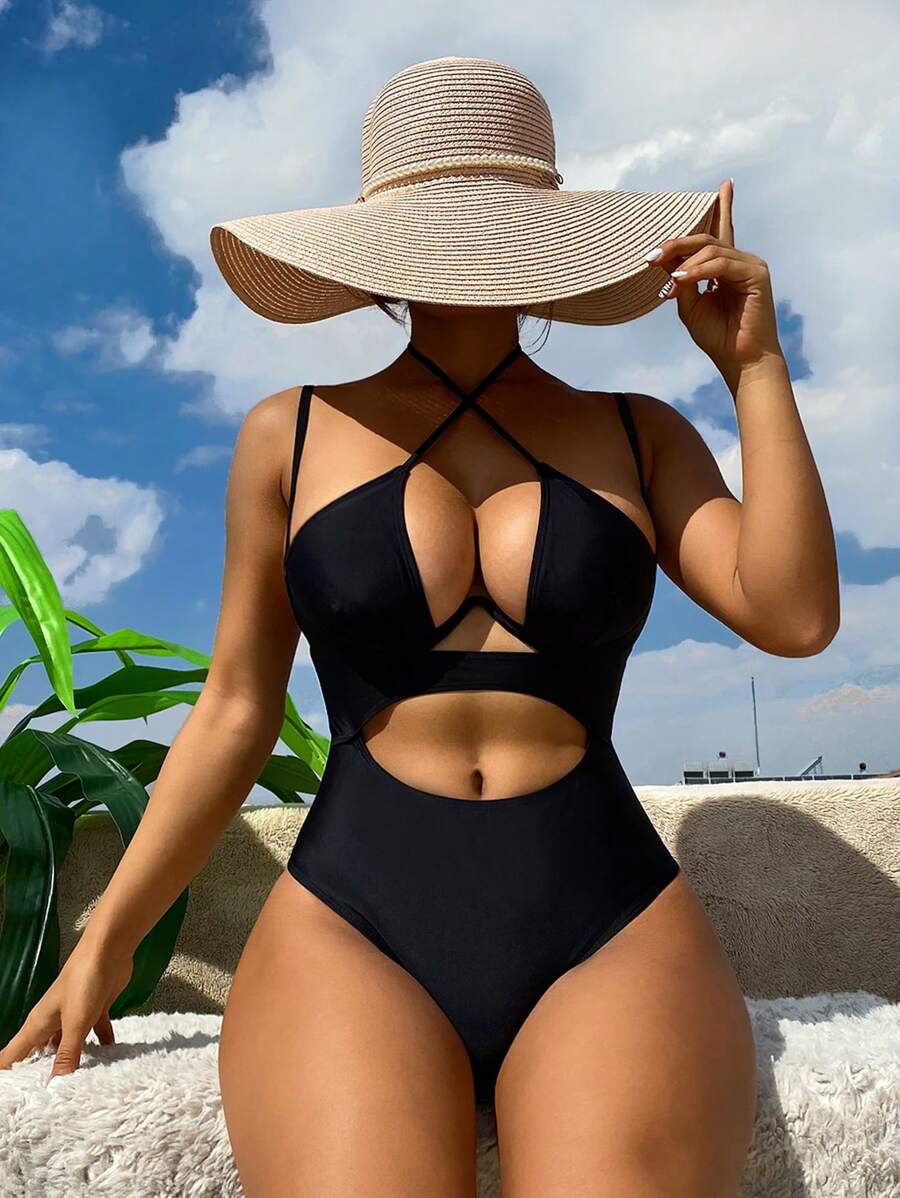 SHEIN Swim Solid Tie Back Underwire Summer Beach Bikini Set | SHEIN USA