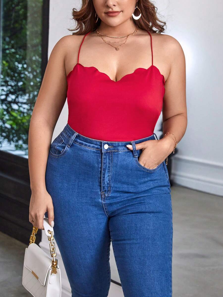 Privéa Plus Scallop Trim Cami Top | SHEIN USA