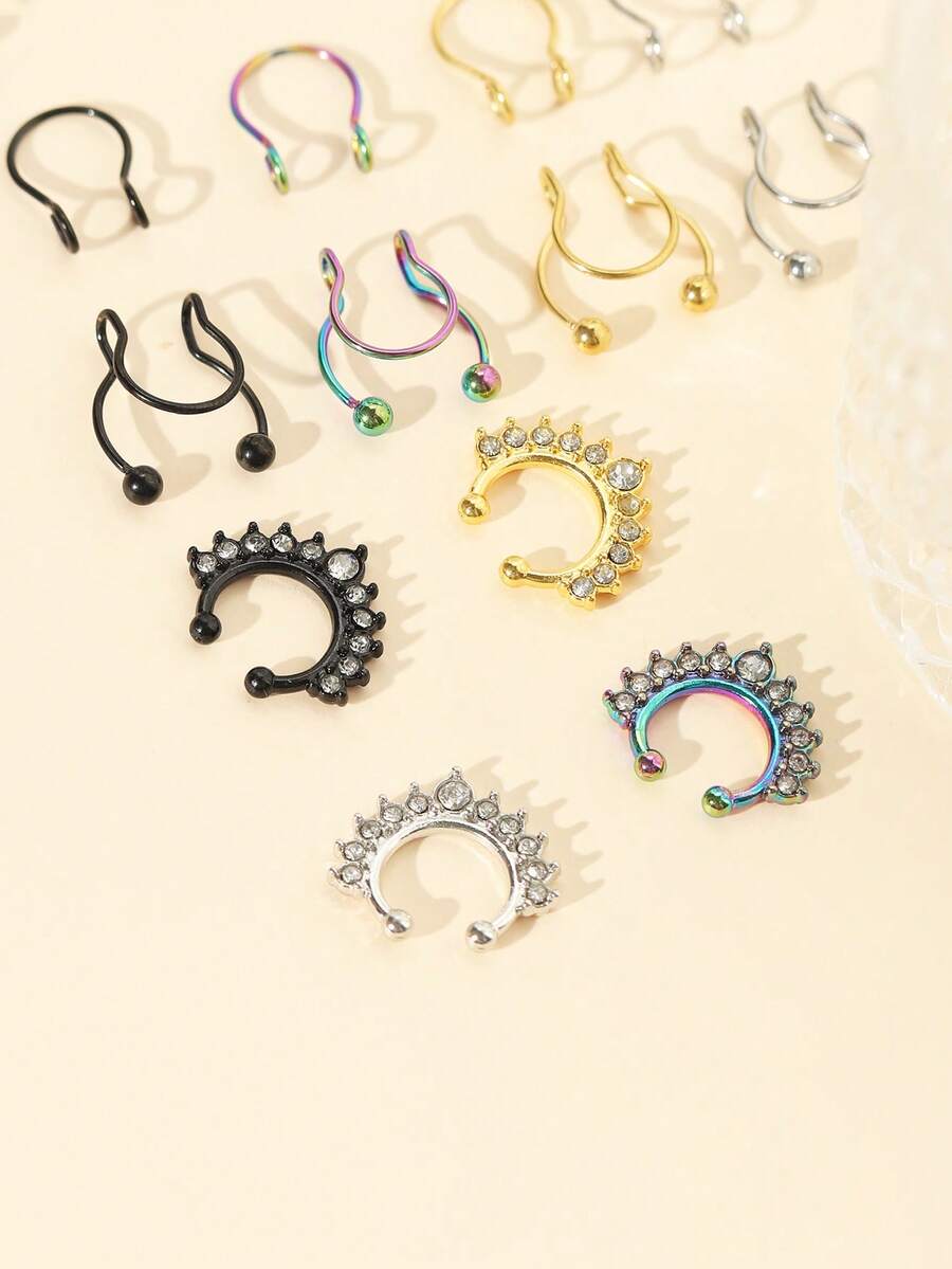 20pcsFake Nose Ring, Faux Nose Cuffs, Fake Septum Nose Ring Pack, Fake ...