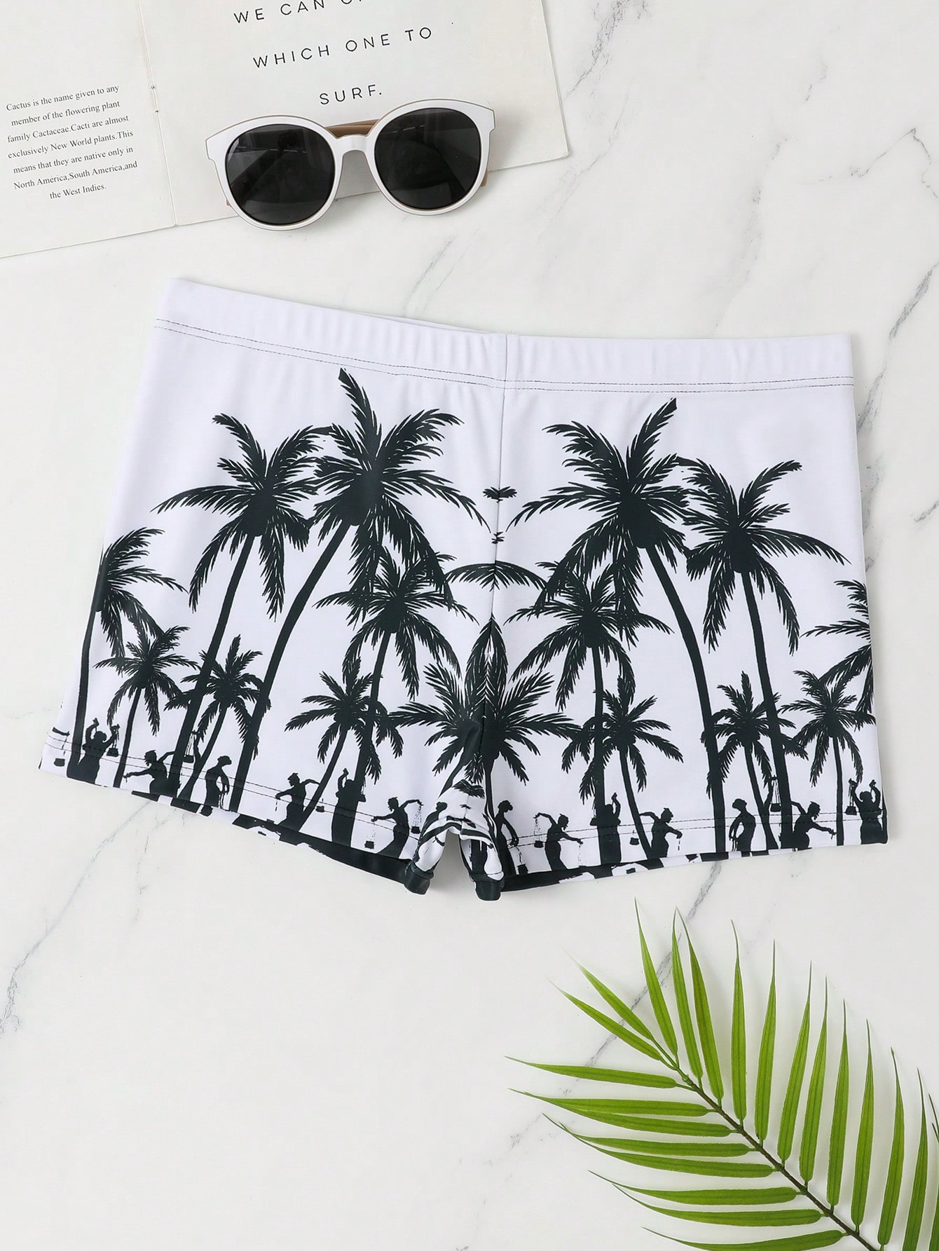 Manfinity Men Coconut Tree Print Square Leg Swim Trunks | SHEIN UK