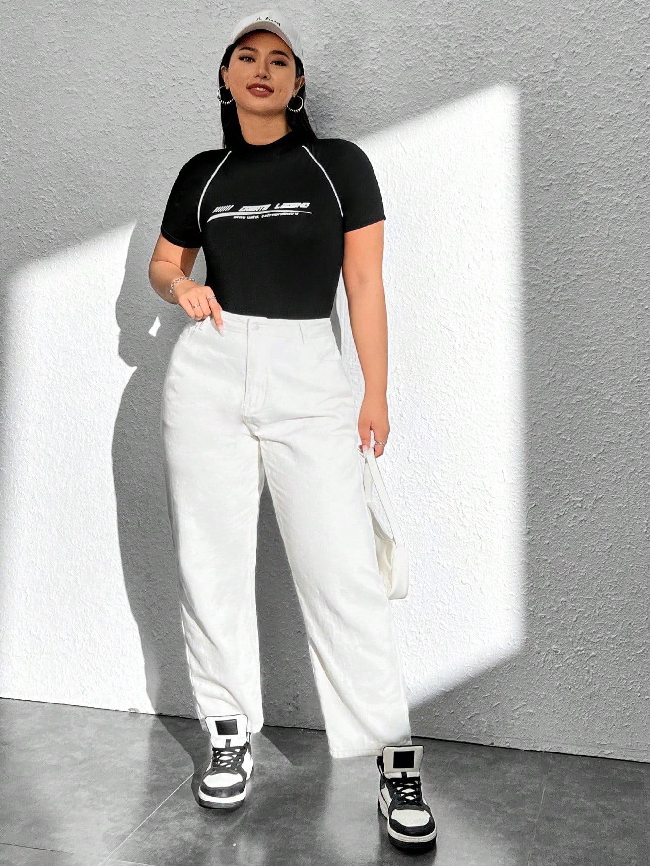 Shein Coolane Body Con Estampado De Letra Ribete En Contraste De Manga