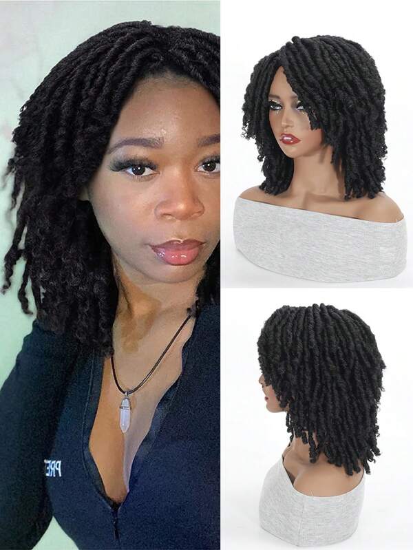 Dreadlock Wig Short Twist Wigs for women and Men Curly Synthetic Wig ...
