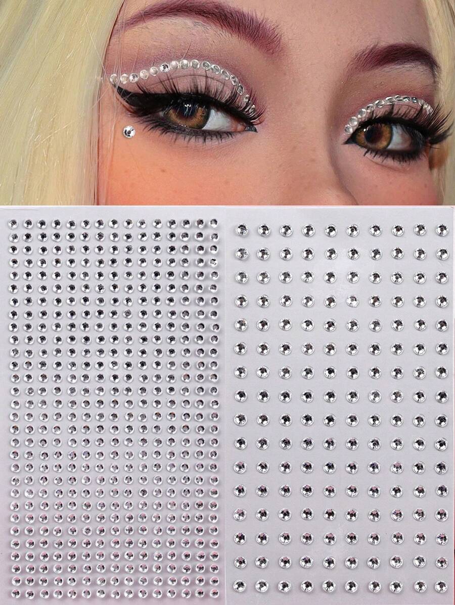 2pcs Silver & White 3D Crystal Rhinestone Decor Stickers, Suitable For ...