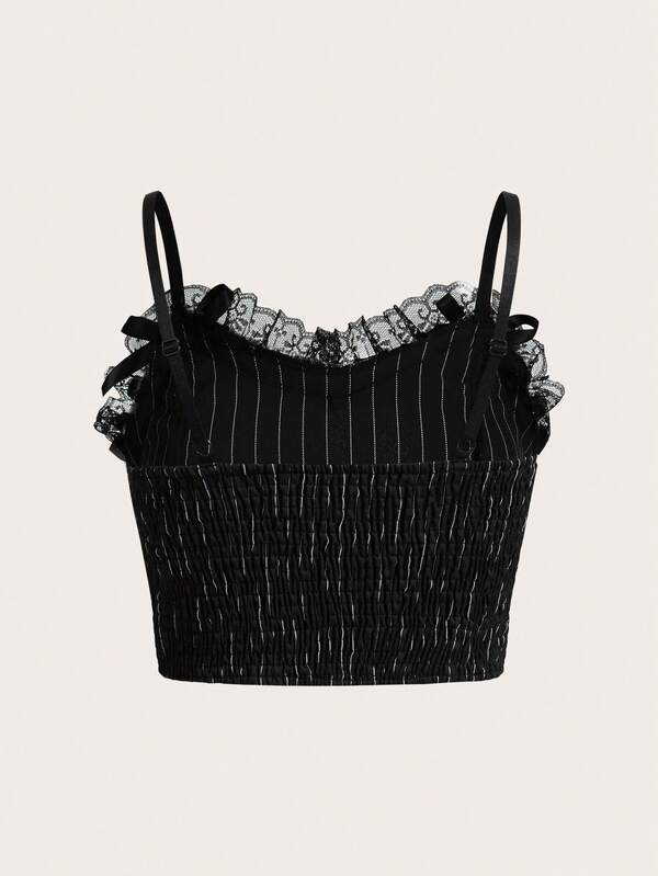 Goth Striped Contrast Lace Cami Top | SHEIN USA