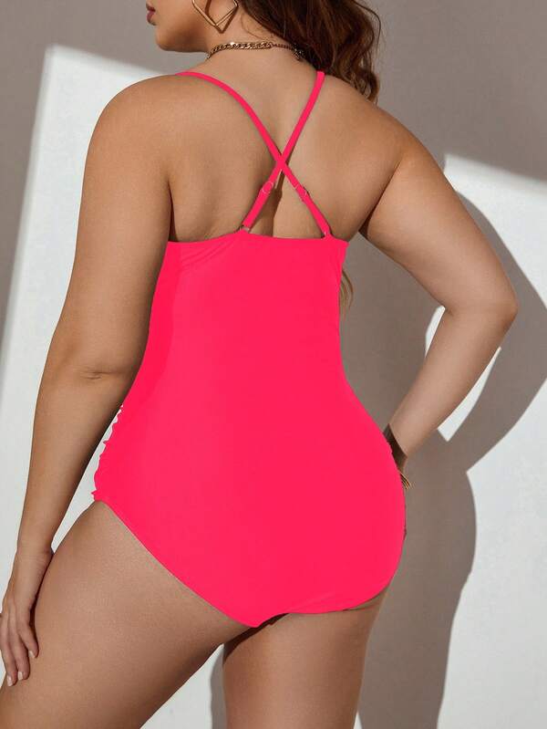 Shein Sxy Plus Cut Out Ruched One Piece Swimsuit Shein Usa