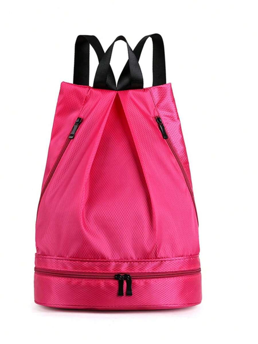 Neon Pink Gym Bag Wet Dry Separation Sporty Zip Front Aesthetic Sport ...