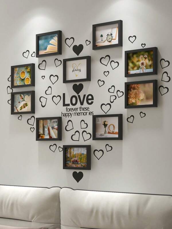 Creative Photo Wall Picture Frames Set Of 10 Heart-shaped Frames, Decor ...
