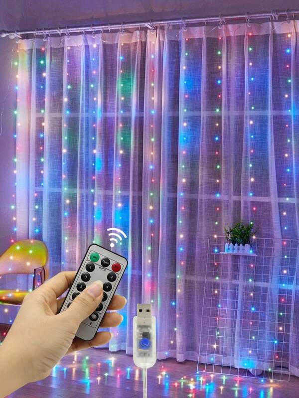 LED Bedroom decorative light LED Leather Rope Curtain Lights 8 Modes ...