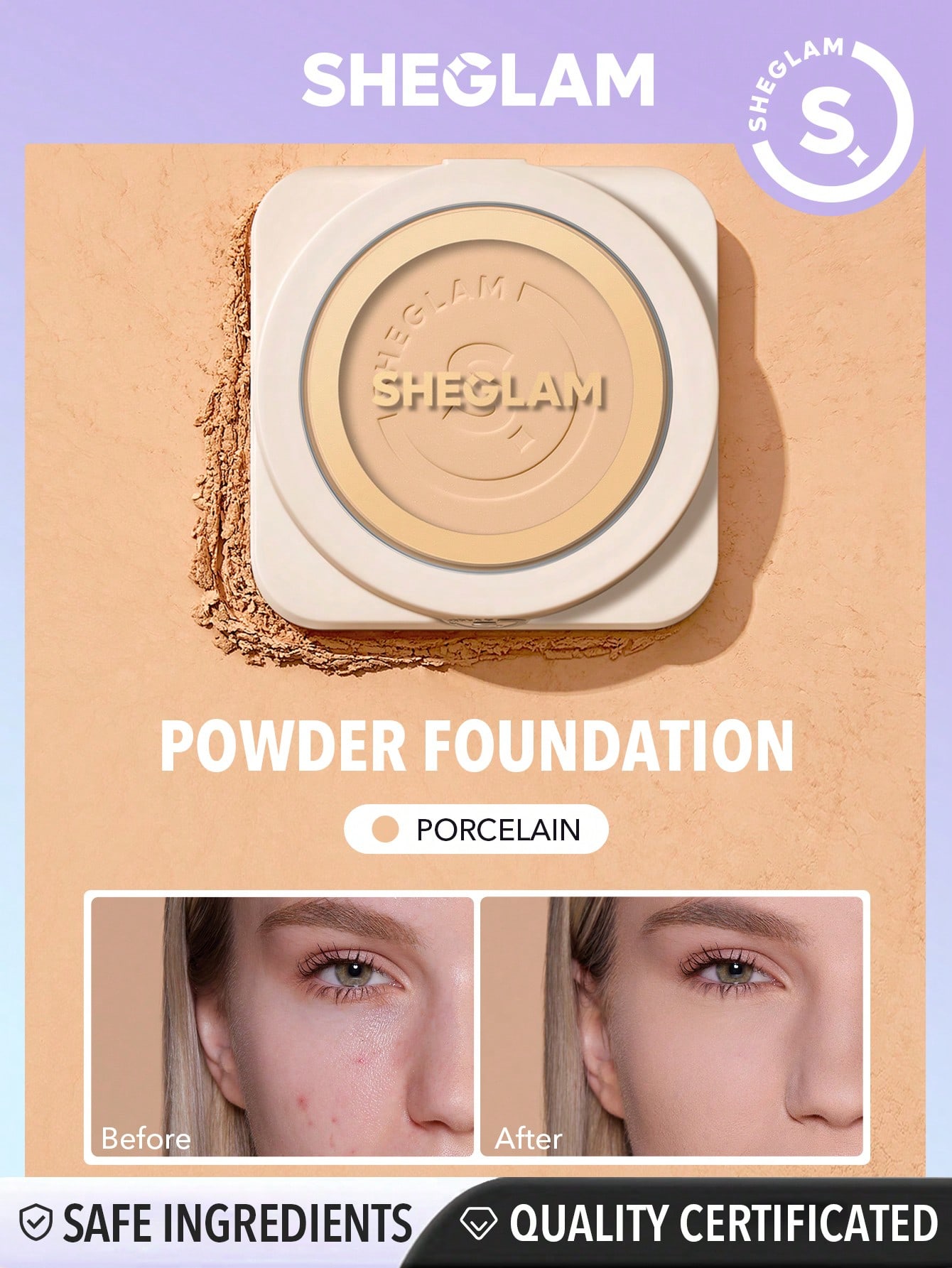 SHEGLAM Skin-Focus High Coverage Powder Foundation-Porcelain