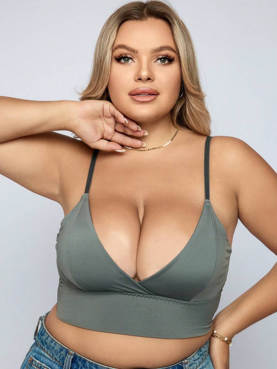 Plus Solid Longline Bralette | SHEIN USA