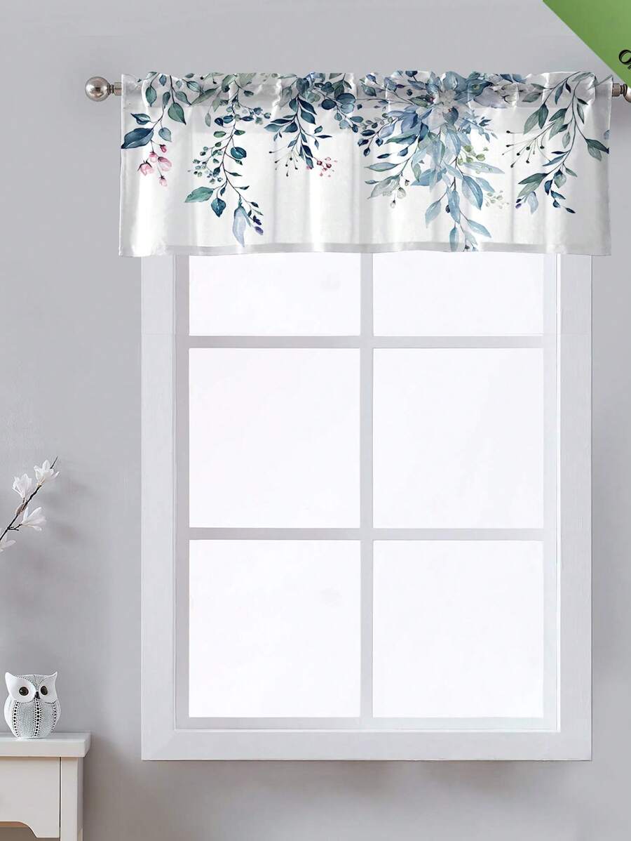 1pc Plant Pattern Window Valance, Modern Polyester Window Valance For ...
