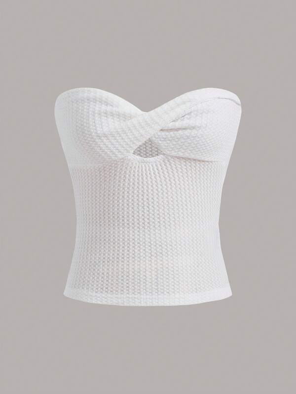 SHEIN EZwear Twist Front Cut Out Tube Top | SHEIN UK