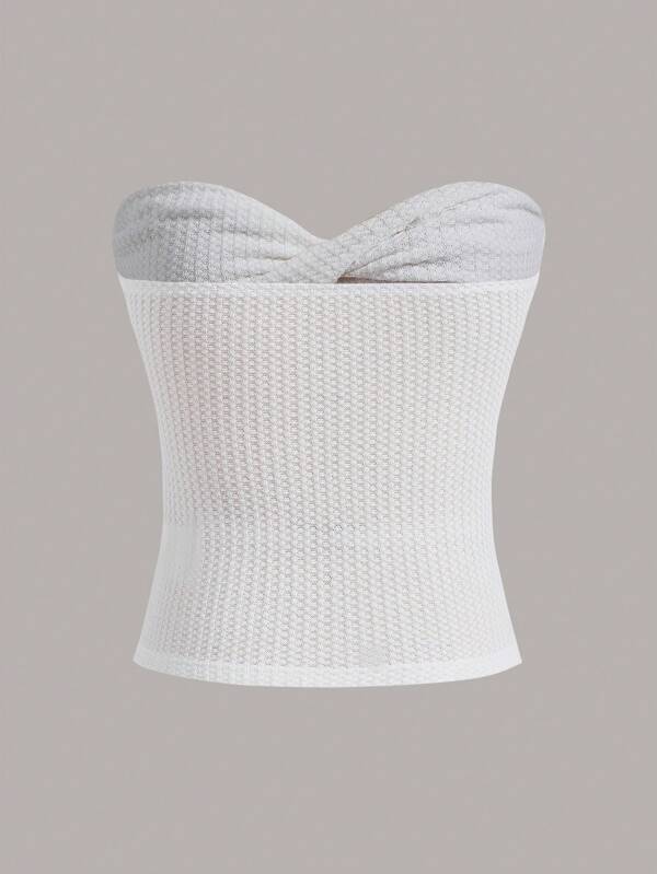 Shein Ezwear Twist Front Cut Out Tube Top Shein