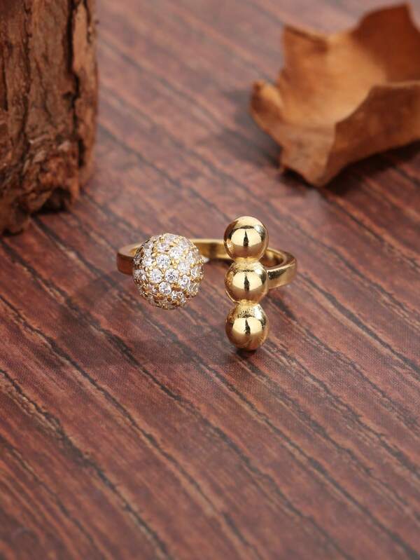 Cubic Zirconia Decor Cuff Ring | SHEIN USA