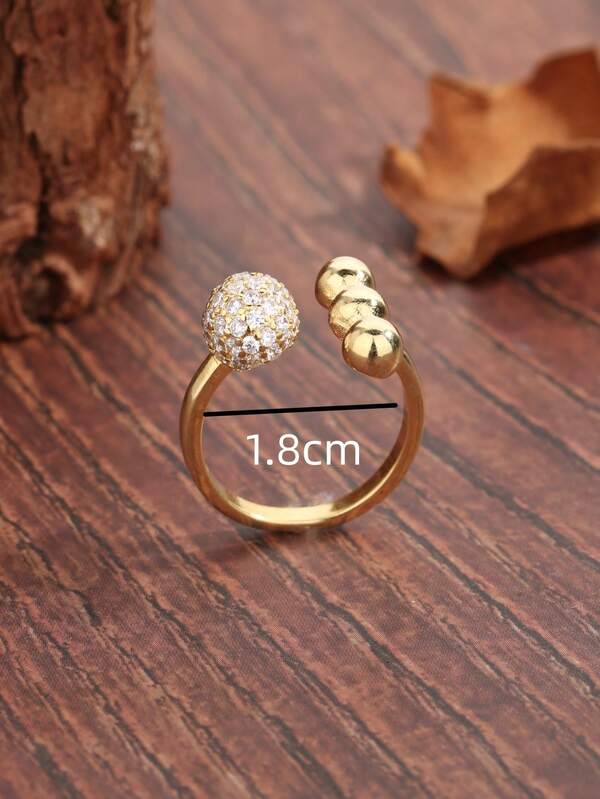 Cubic Zirconia Decor Cuff Ring | SHEIN USA