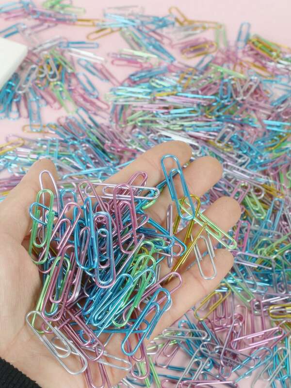 100pcs Mixed Color Iron Paper Clip, Simple Multi-purpose Paper Clip For ...