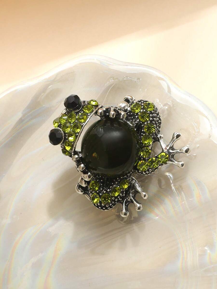 Rhinestone Frog Decor Ring | SHEIN USA