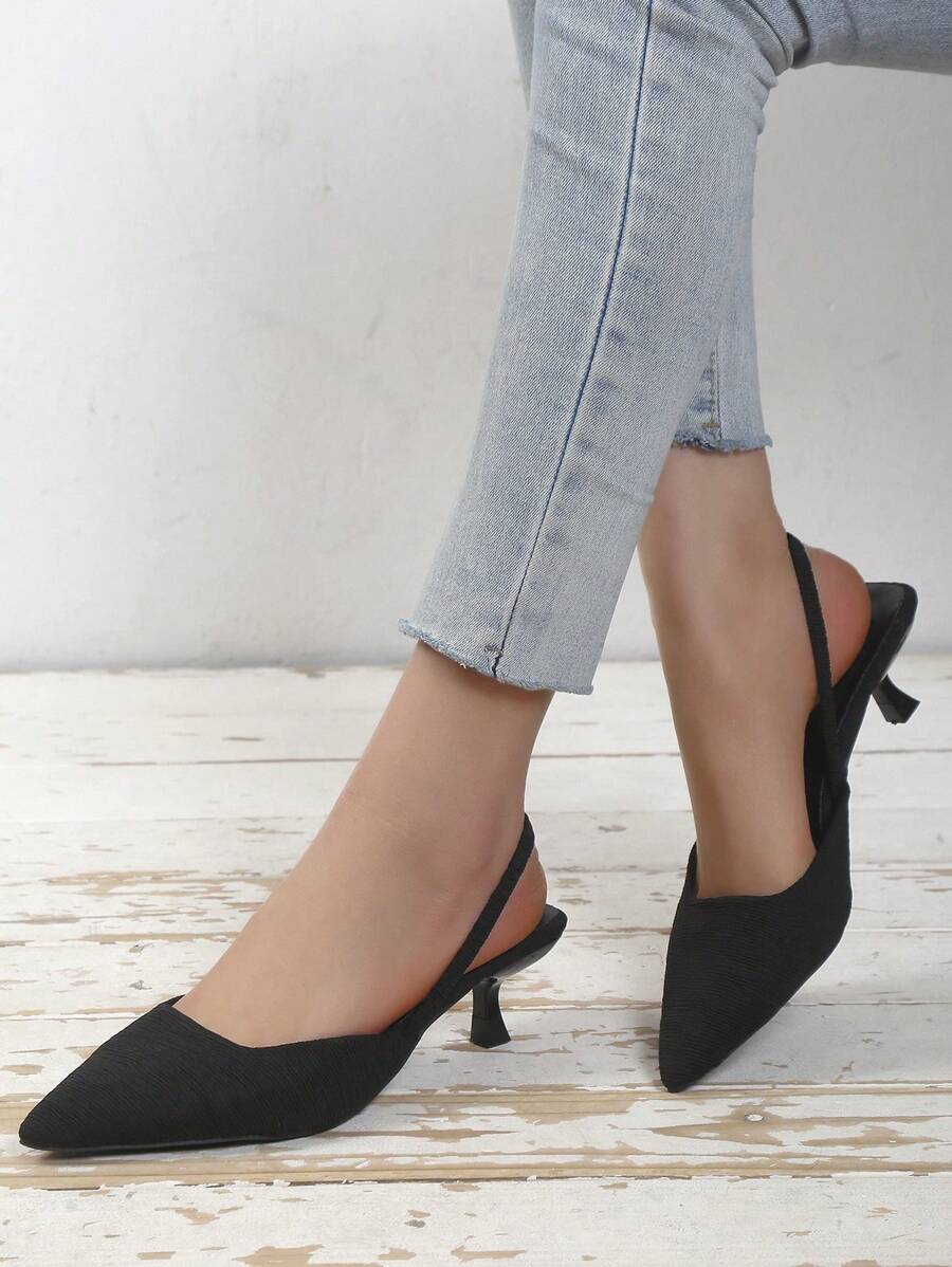 Women Minimalist Point Toe Pyramid Heeled Slingback Pumps, Elegant ...