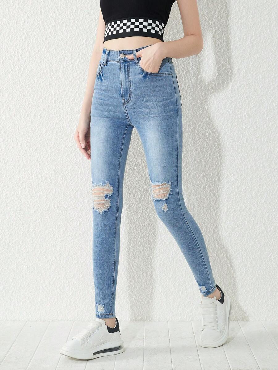 Teen Girl Ripped Jeans | SHEIN USA