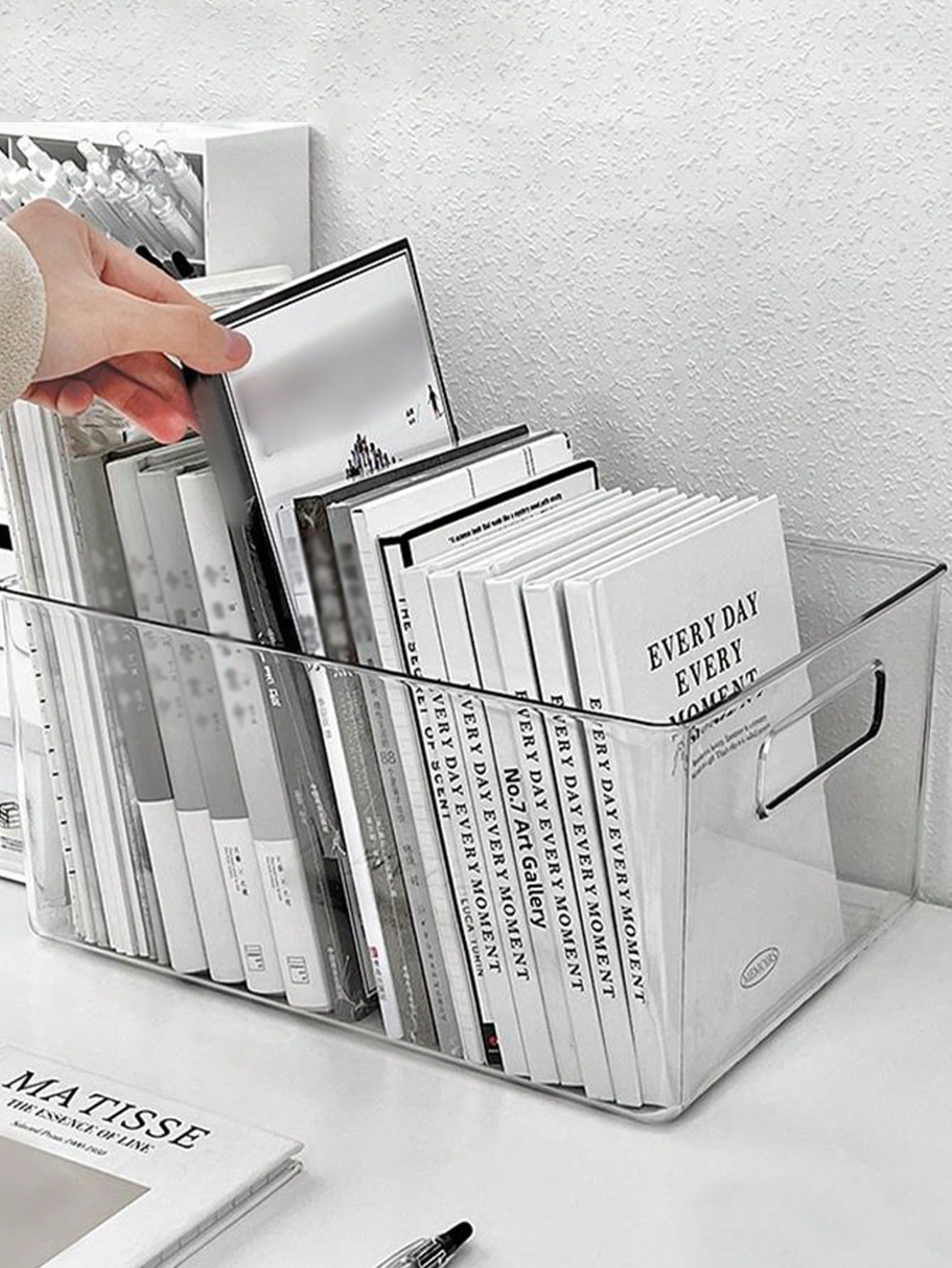 1pc Clear Stationery Storage Box, Simple Multi-purpose Desk Holder For ...