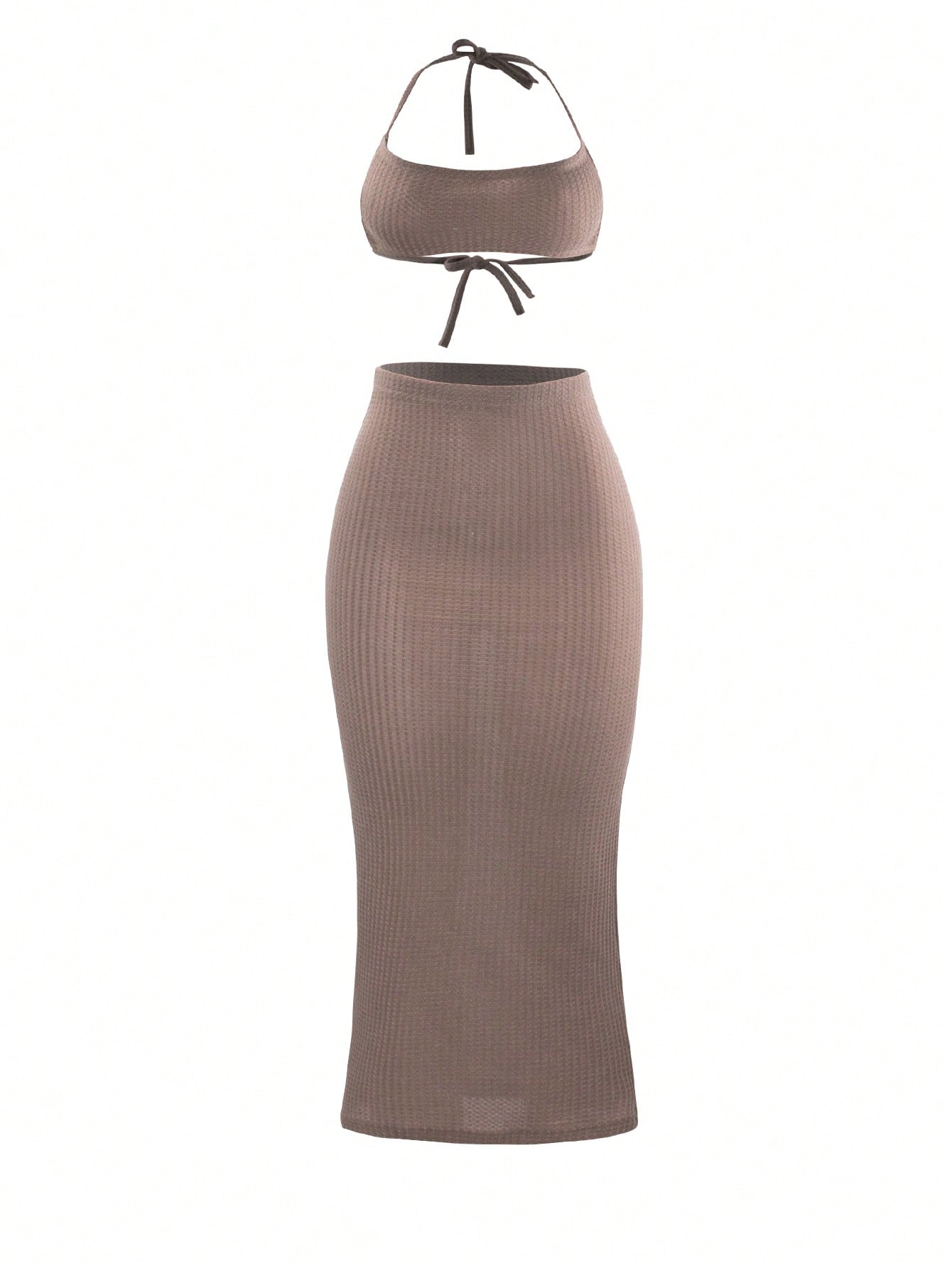 Tie Backless Halter Top And Skirt Shein Uk