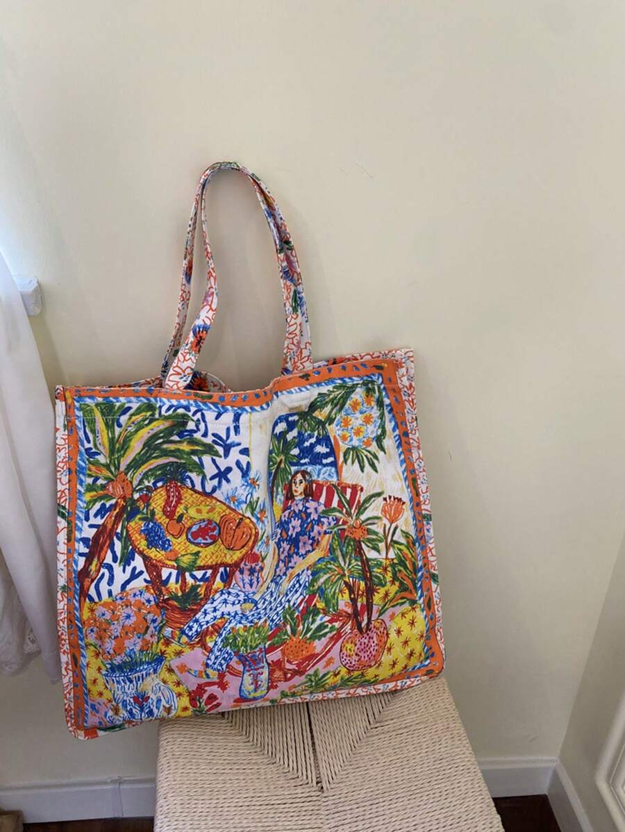 Oversized Shopper Bag Graphic Print | SHEIN USA