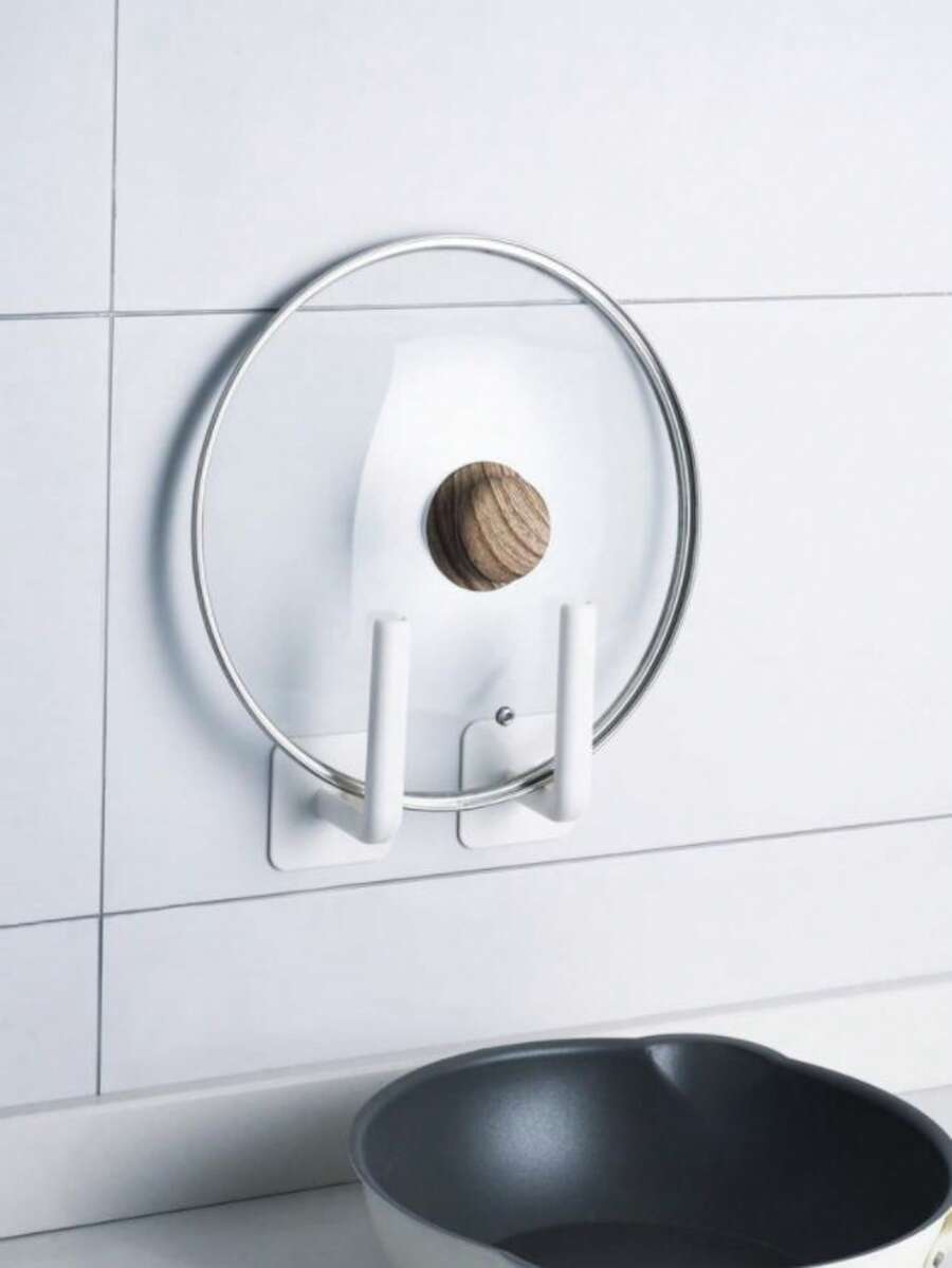 2pcs Multifunction Punch Free Wall Mounted Rack, Plastic White Kitchen ...