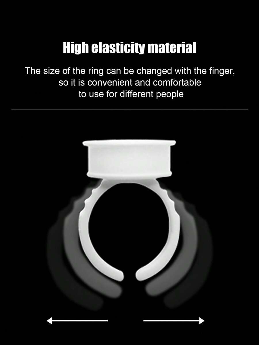 100pcs White Round Eyelash Glue Ring Disposable Plastic Lash Glue ...