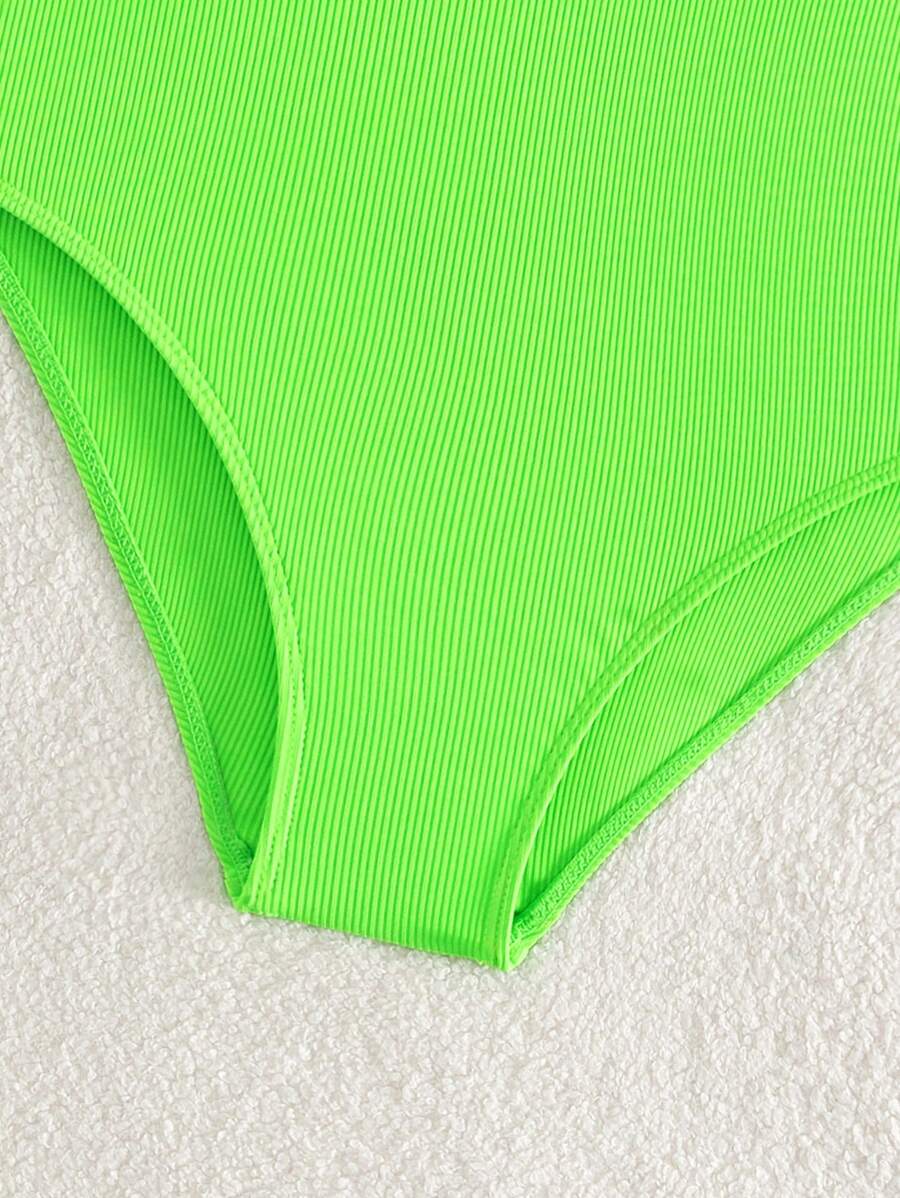 Tween Girl Summer Beach Neon Criss Cross Back One Piece Swimsuit ...