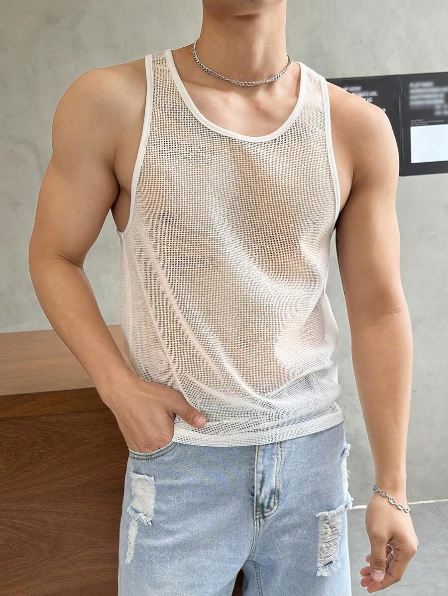 Manfinity Fever City Men Solid Mesh Tank Top Sleeveless Plain Party ...