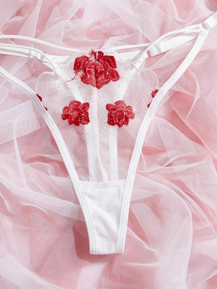 花柄刺繡 メッシュ アンダーワイヤー ランジェリーセット | SHEIN JAPAN